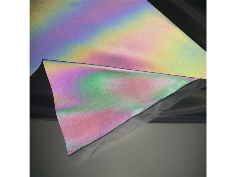 Rainbow reflective fabric dark olive 1 m