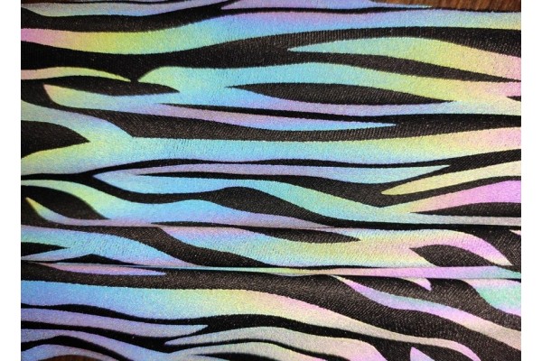 Reflective rainbow fabric with print