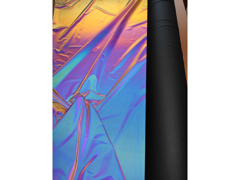 Retroreflective soft stretch fabric with rainbow effect 1 m